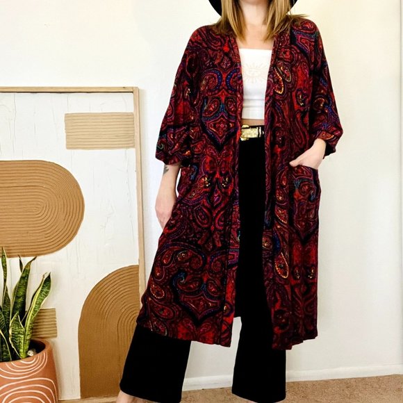 Dior | Sweaters | 9s Christian Dior Red Paisley Print Open Style Kimono ...